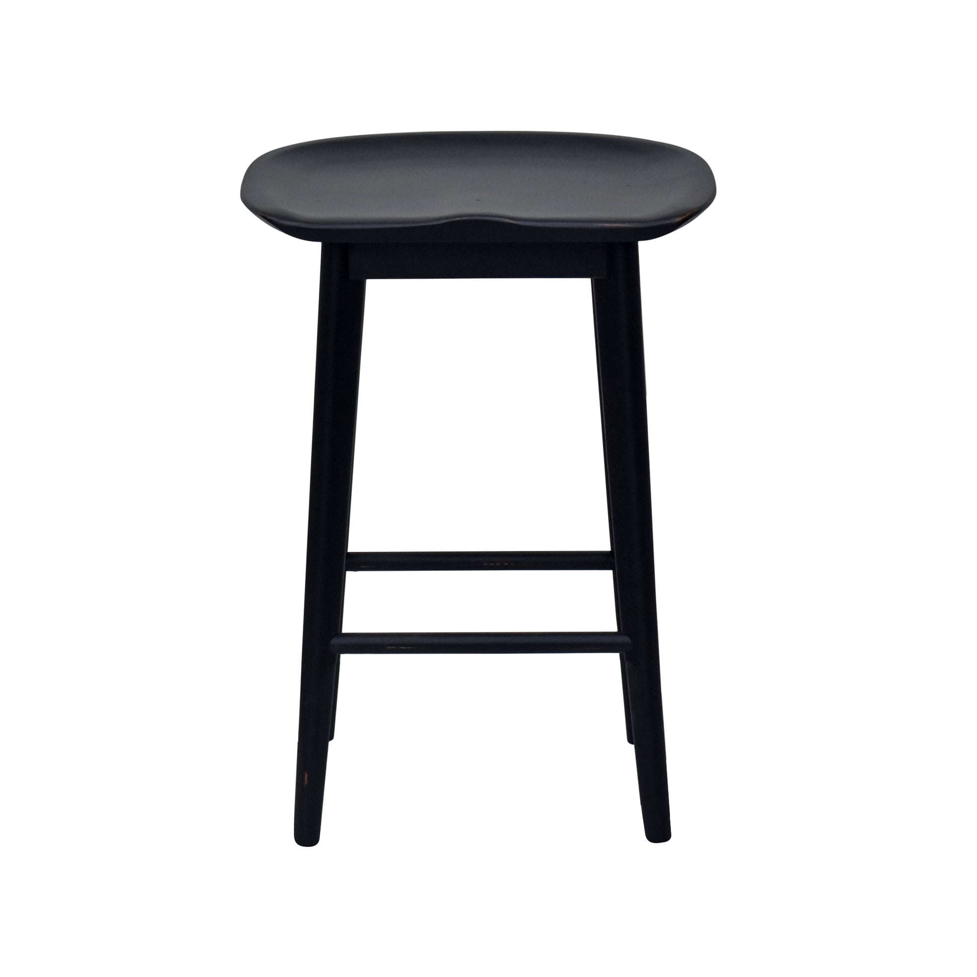 Black Counter Stool - Solid Wood With Round Tapered Legs For A ...