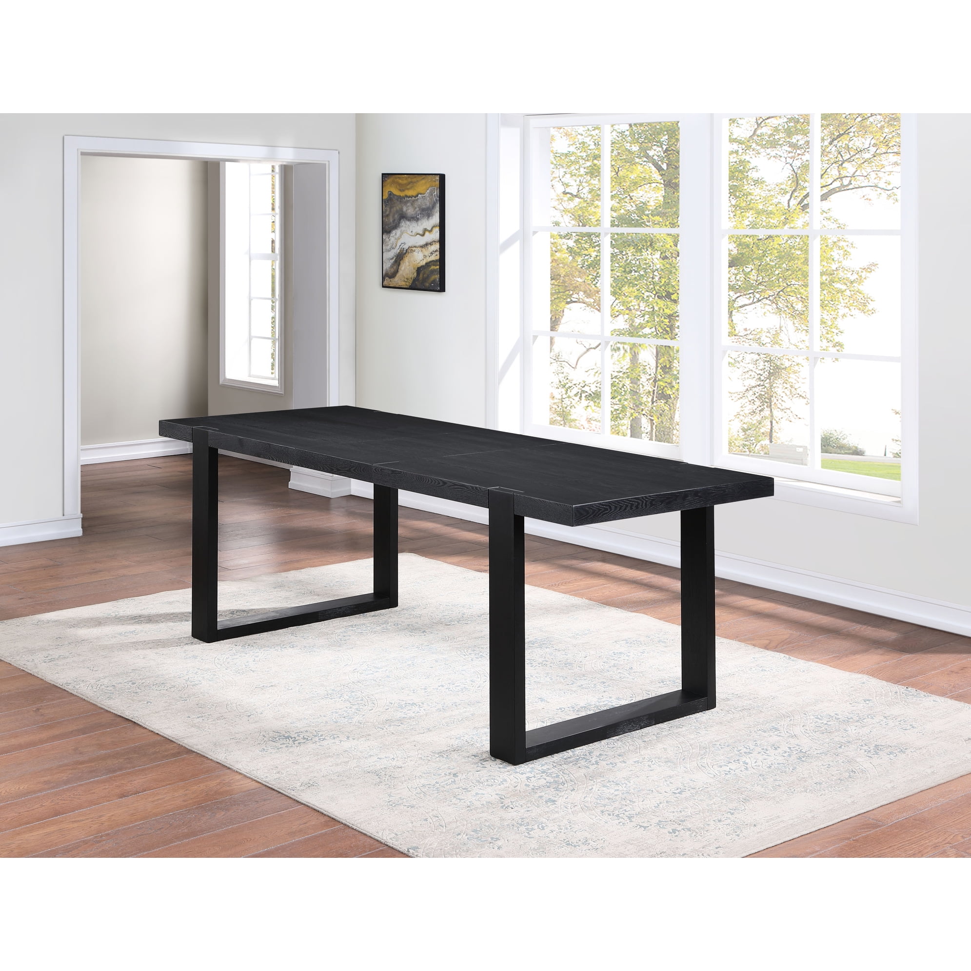 Black Counter Table - 77" Rectangular Expands To 95" With 18" Leaf, 36 ...