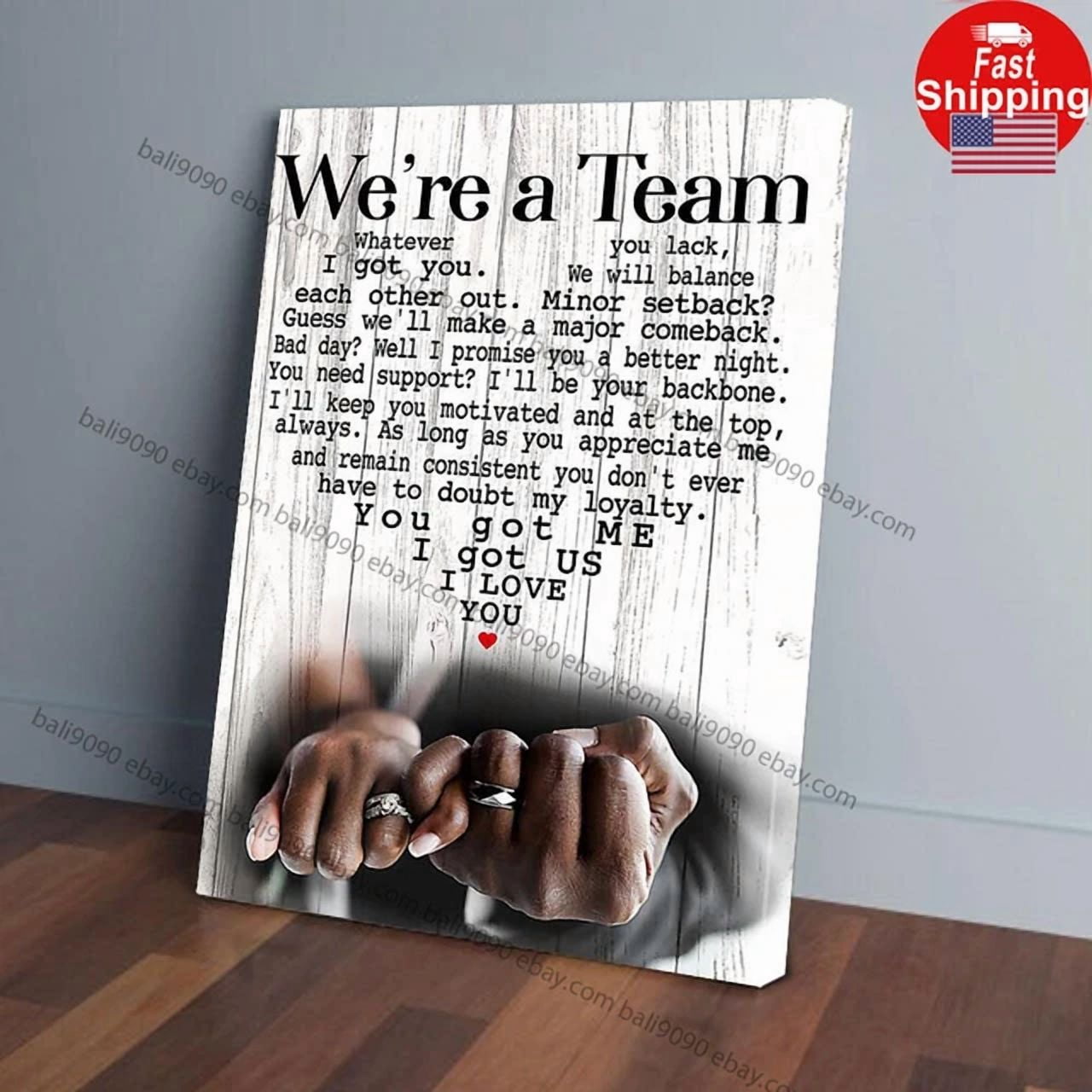 Black Couple We'Re A Team Matte Wall Art Home Decor Vintage Art Print ...