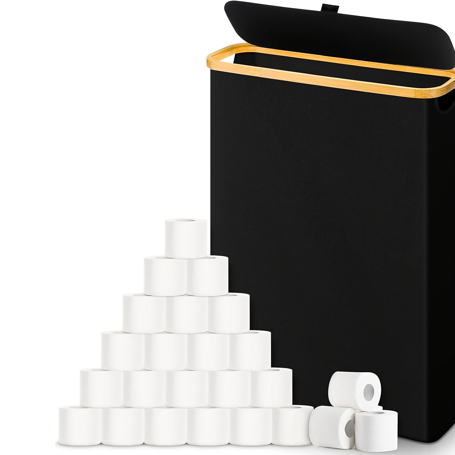 Black Covered Toilet Paper Storage Organizer, Large Capacity Tissue ...