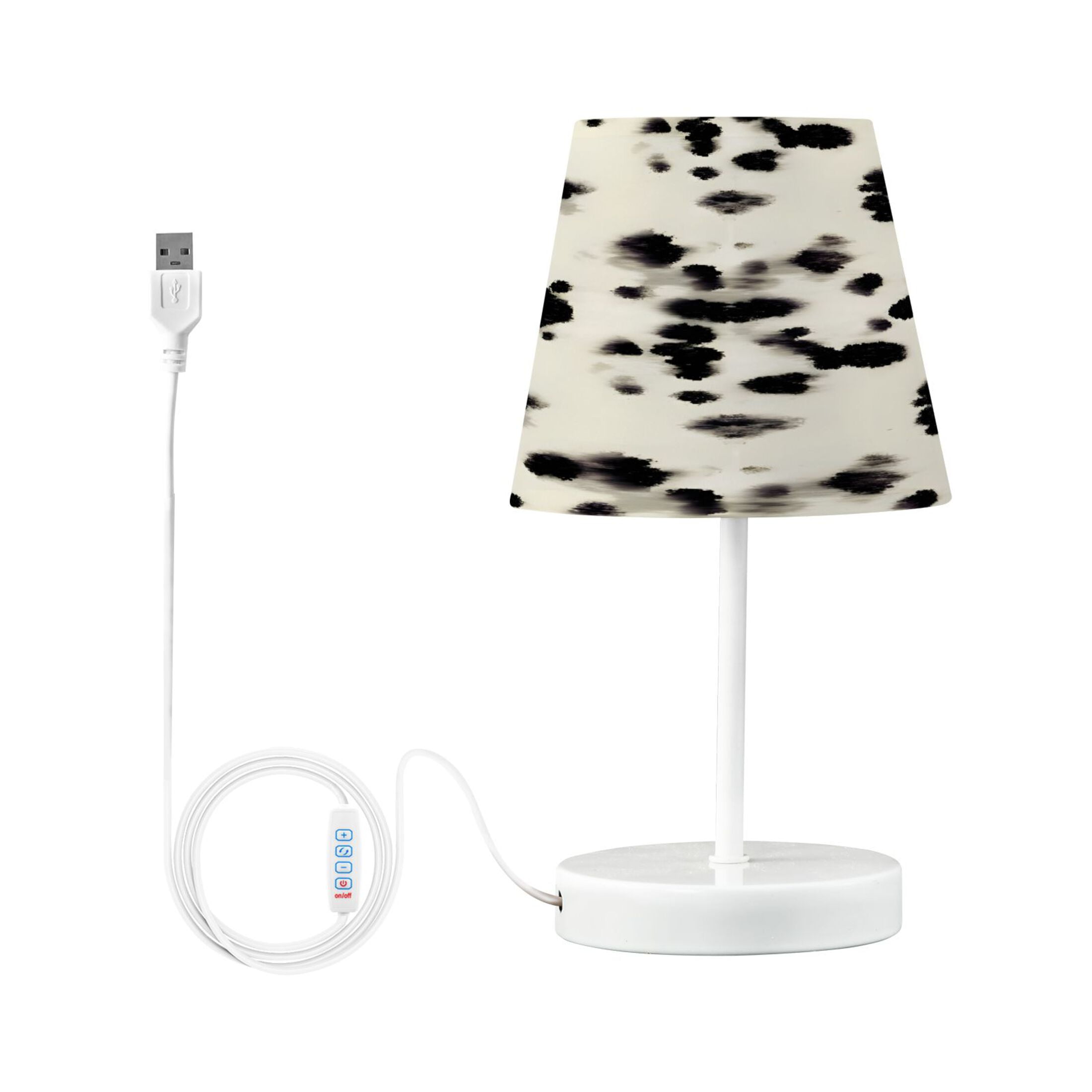 Black Cow Spots Desk Lamp LED Table Nightstand Lamps with 3 Color ...