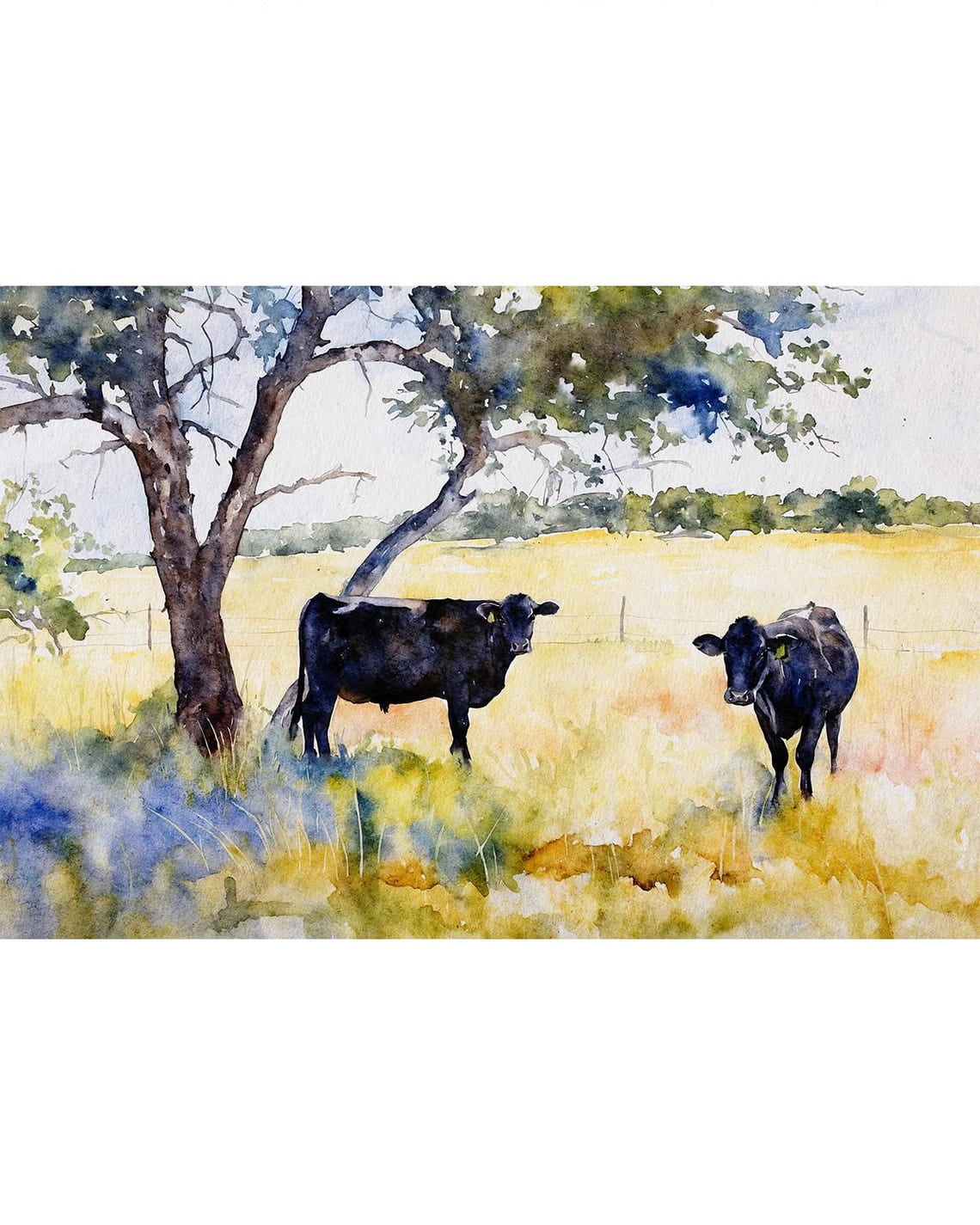 Black Cow Texas Wall Art Print, Ranch Landscape And Farmhouse Decor ...