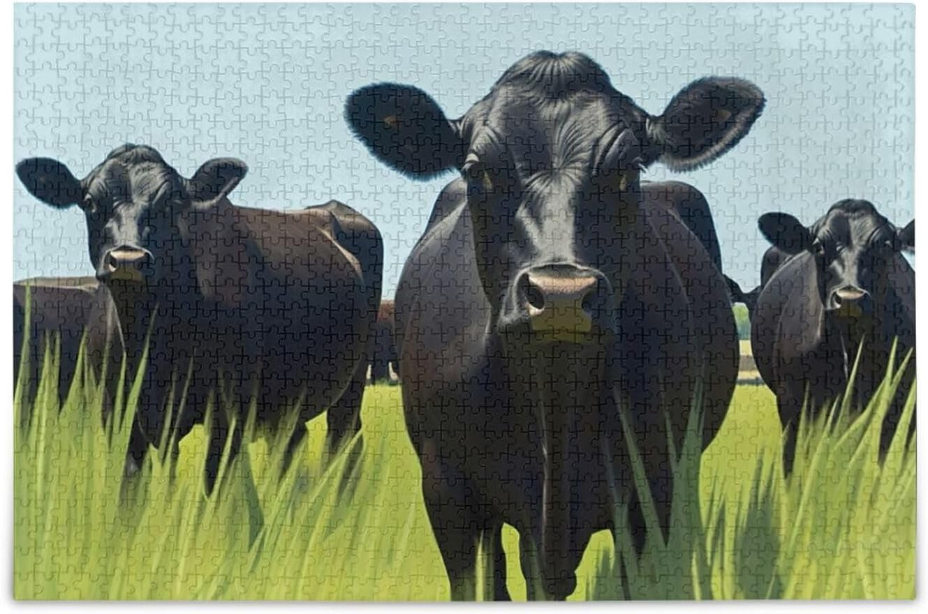 Black Cows Jigsaw Puzzles 1000 PiecesPuzzles for Adults Family Game ...