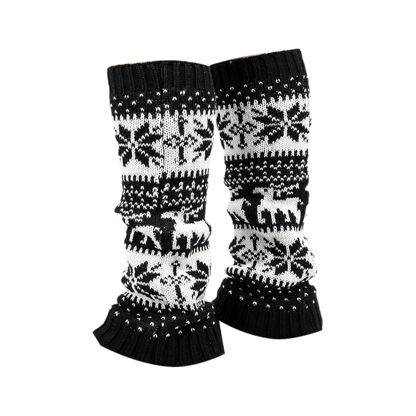 Black Cozy Knitted Leg Warmers With Stacking Design For Fall And Winter ...