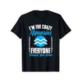 Black Crazy Aquarius Zodiac Sign T-Shirt: Casual Round-Neck Short ...