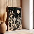 Black Cream Cactus Field Desert Under Moon Starry Night Dark Abstract ...