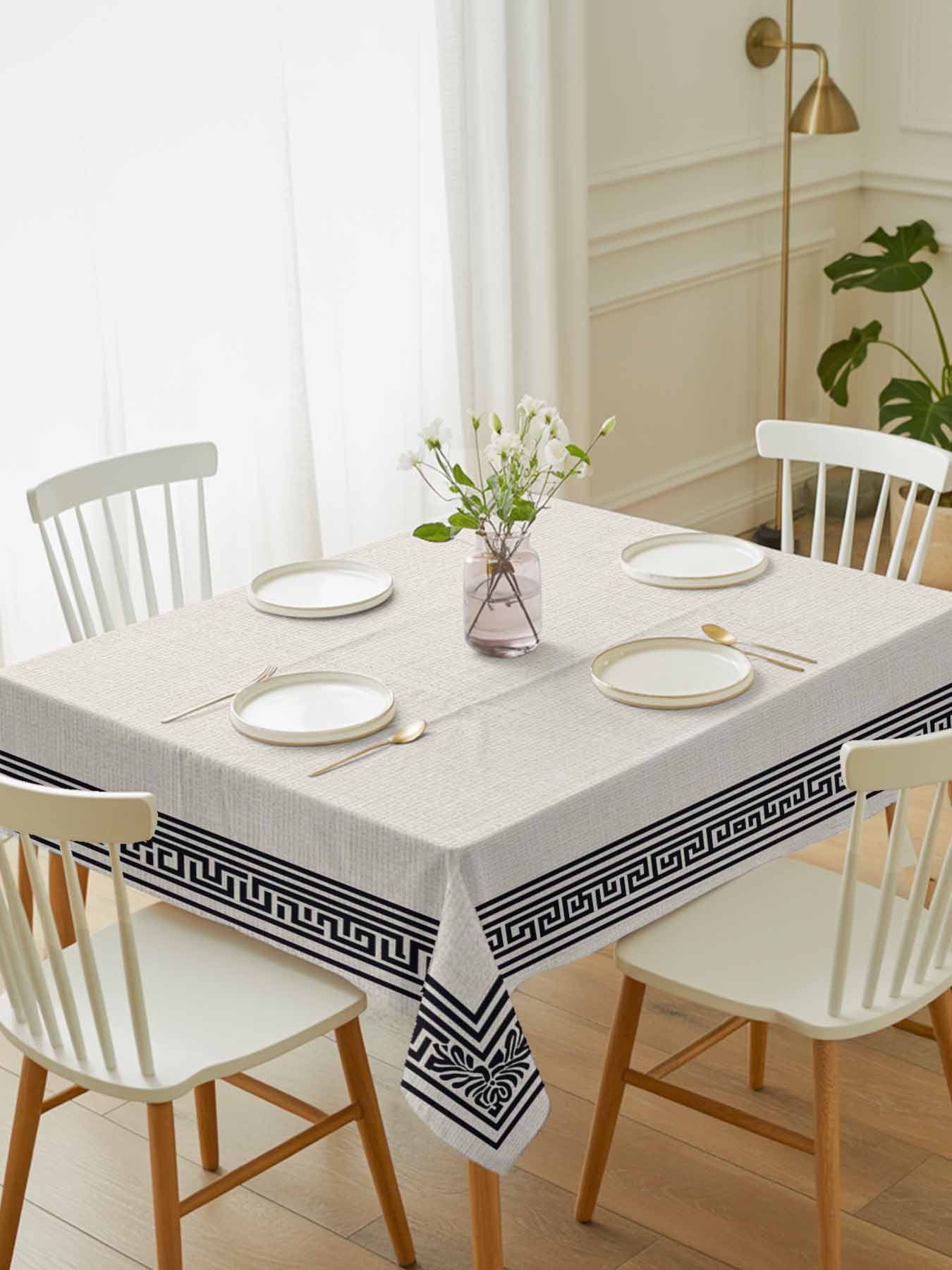 Black Cream Greek Key Tablecloth Rectangle Table Cloth 60x102 ...