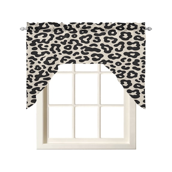 Black Cream Leopard Swag Curtains for Kitchen Abstract Art Animal Fur ...
