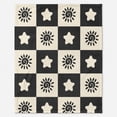 Black Cream Star Sun Checkerboard Fleece Blanket, 280gsm Polyester ...