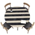 Black Cream Stripes Round Fitted Table Cover Minimalist Black Slant ...