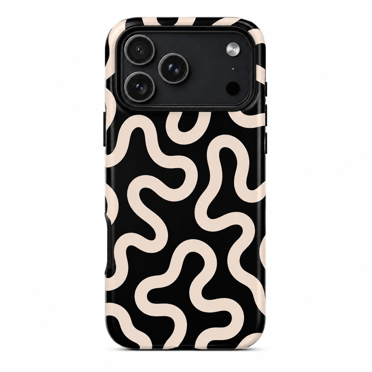 Black Cream Y2K Swirl Tough Phone Case for Apple iPhone, Abstract ...