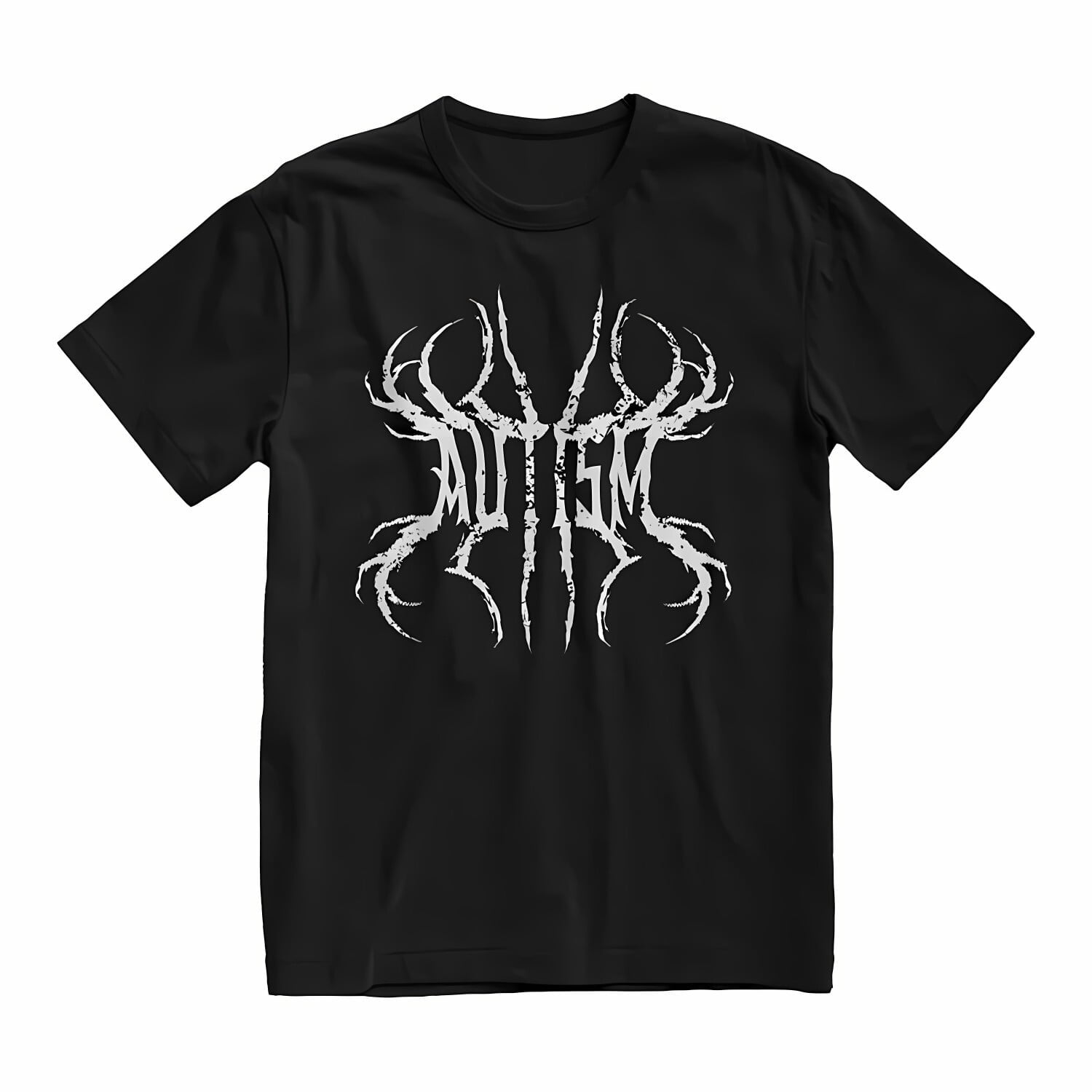 Black Crew Neck Tee - Abstract Metal Band Logo Graphic Tee - Walmart.com