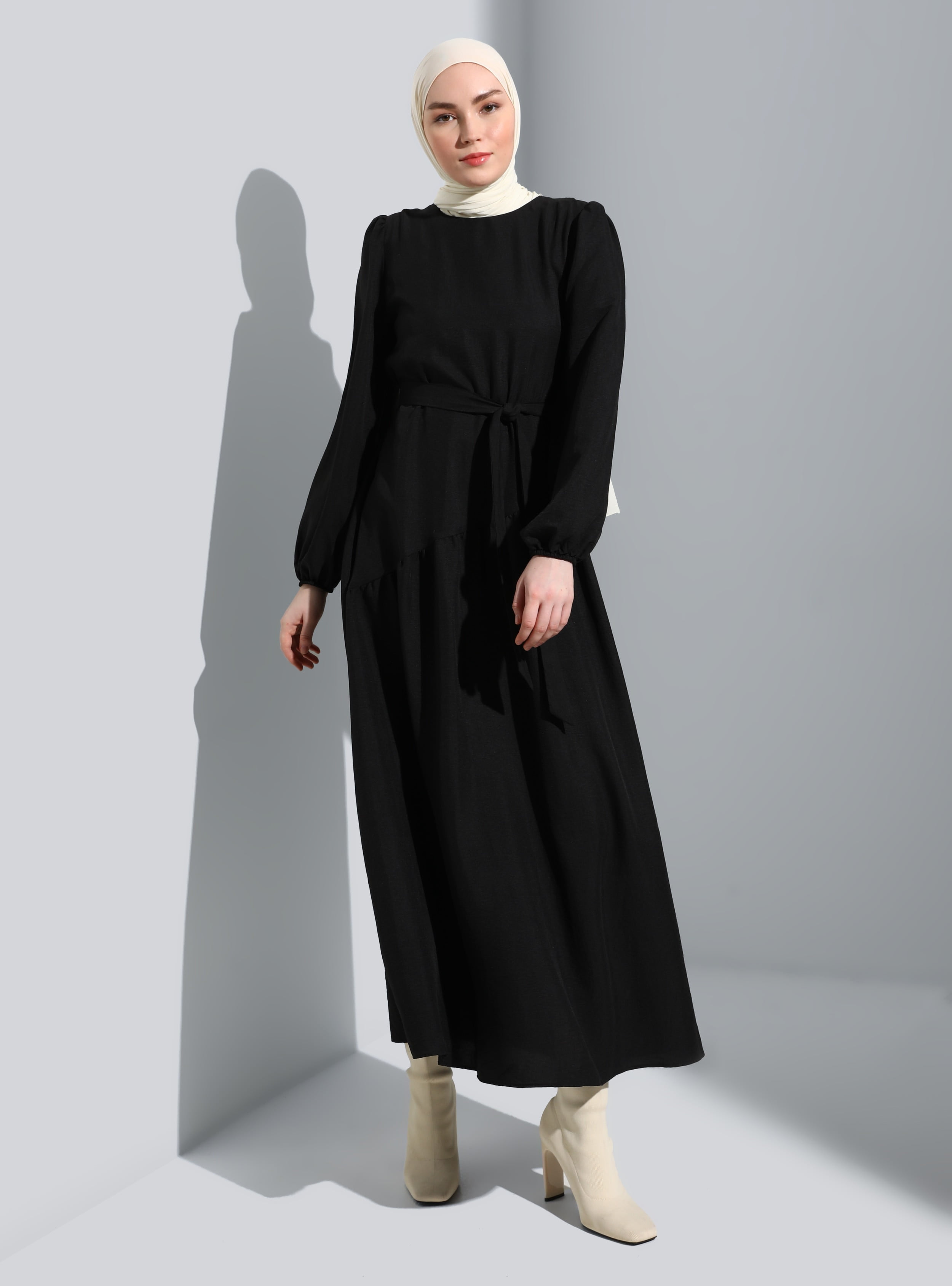 Black - Crew neck - Unlined - Modest Dress - Refka - Walmart.com