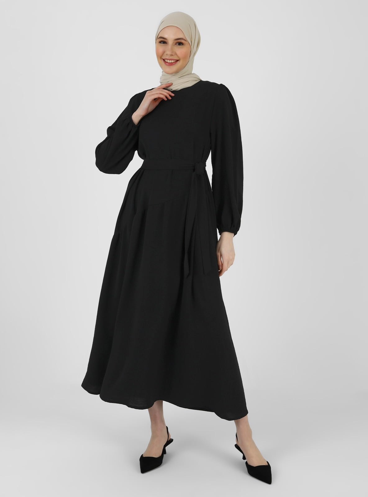 Black - Crew neck - Unlined - Modest Dress - Refka - Walmart.com