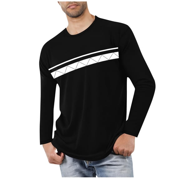 Black Crewneck Spandex Tshirts for Mens Long Sleeve Graphic Track Gym ...