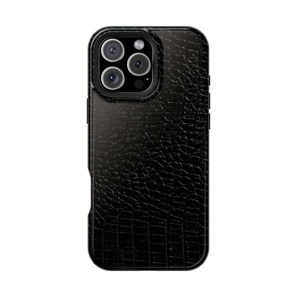 Black Croc Effect Tough Phone Case, Textured Dual Layer Protective ...