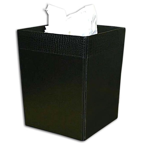 Dacasso Crocodile-embossed Leather Square Wastebasket - Walmart.com