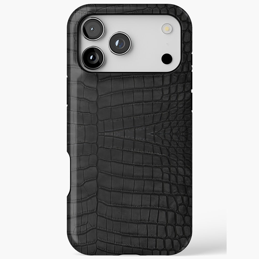 Black Crocodile Leather Print Skin Phone Cover for iPhone 11 12 13 14 ...