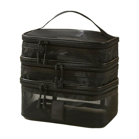 Black Cross-Border Version Mesh Toiletry Bag With Multiple Compartments ...