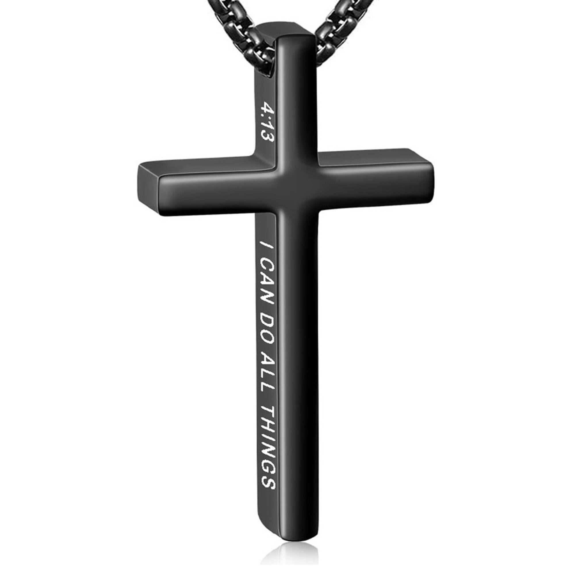 APSVO Black Cross Necklaces for Men Boys Stainless Steel Bible Verse ...