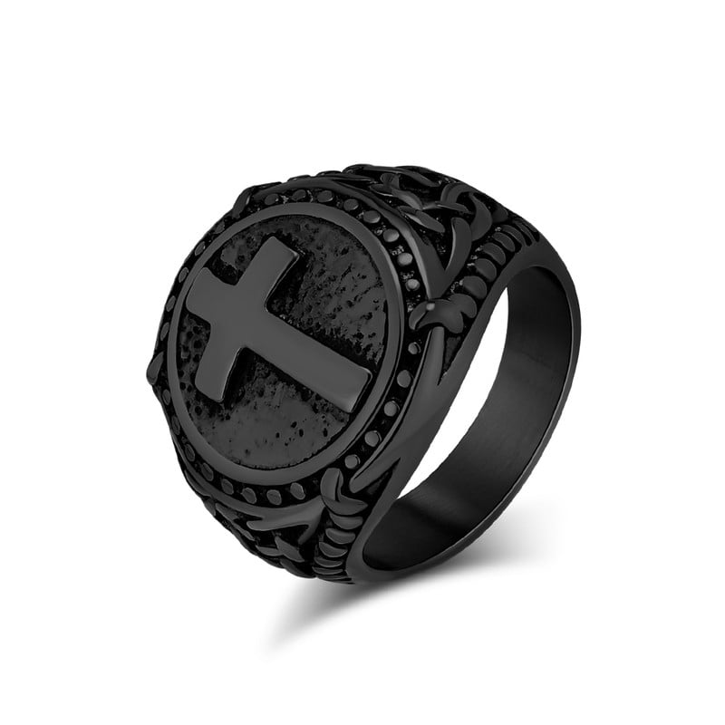 Black Cross Ring for Men – Stainless Steel Gothic Religious Band, Faith Symbol Jewelry ...