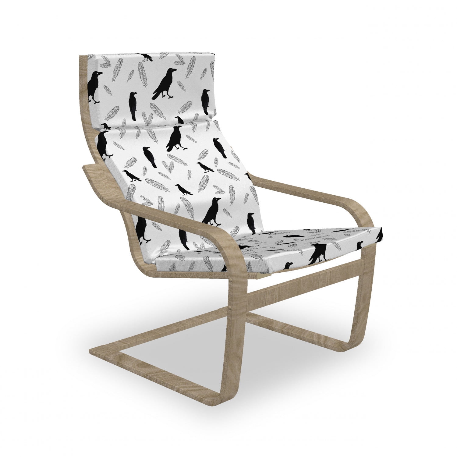 Black Crow Armchair Pad and Slipcover, Silhouette Style Birds and ...