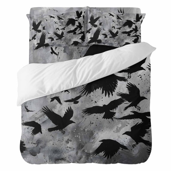 Black Crow Bedding Duvet Cover Set California King Size 4 Pieces ...