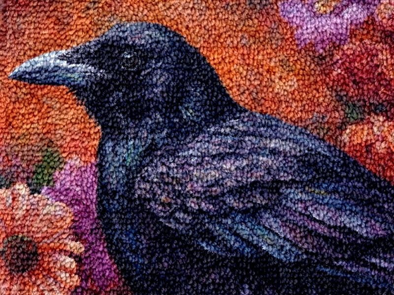 Black Crow Bird Latch Hook Kits Rug DIY Cushion Tapestry Making Crochet ...