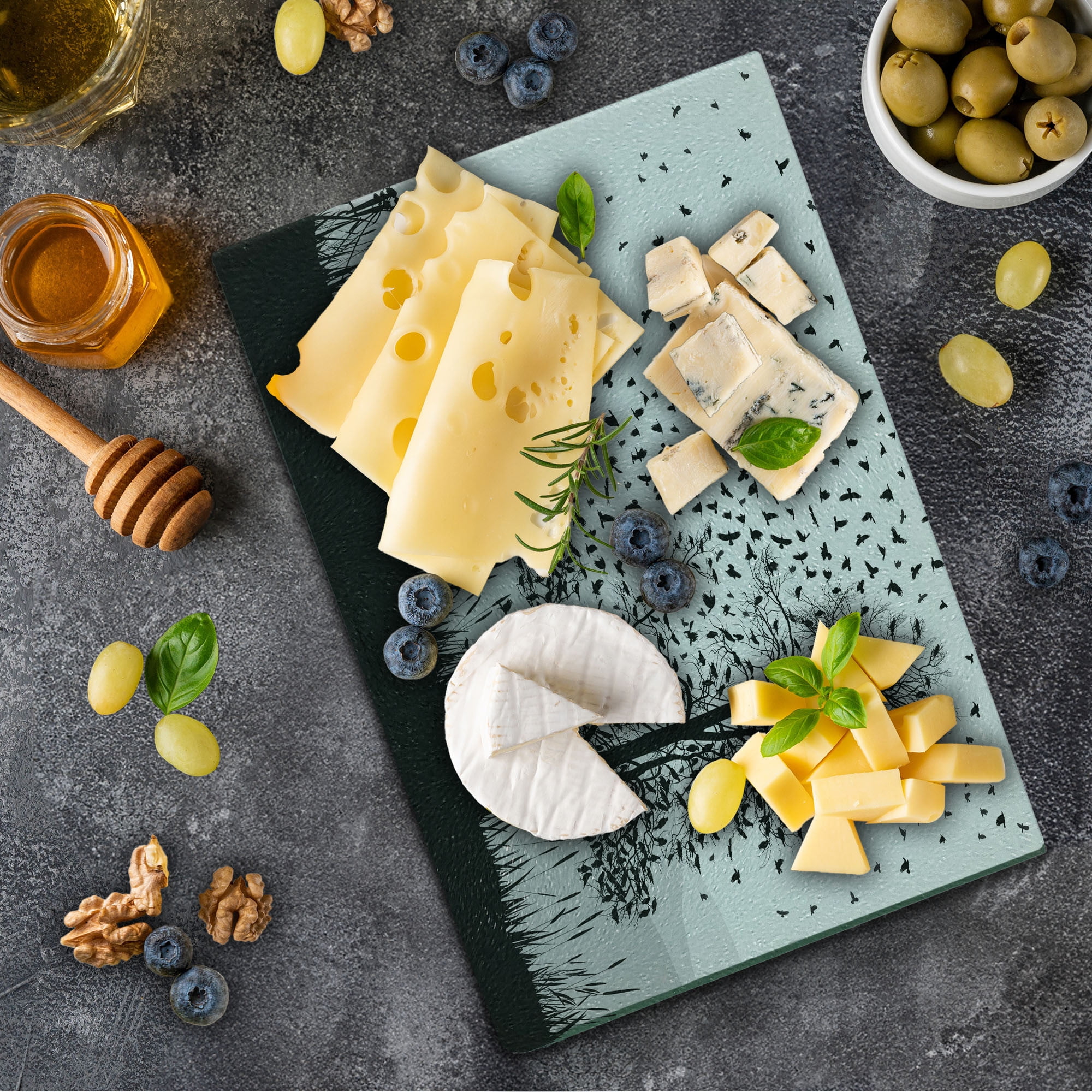 Black Crow Cutting Board, Silhouette of Murder of Crows Flying from ...