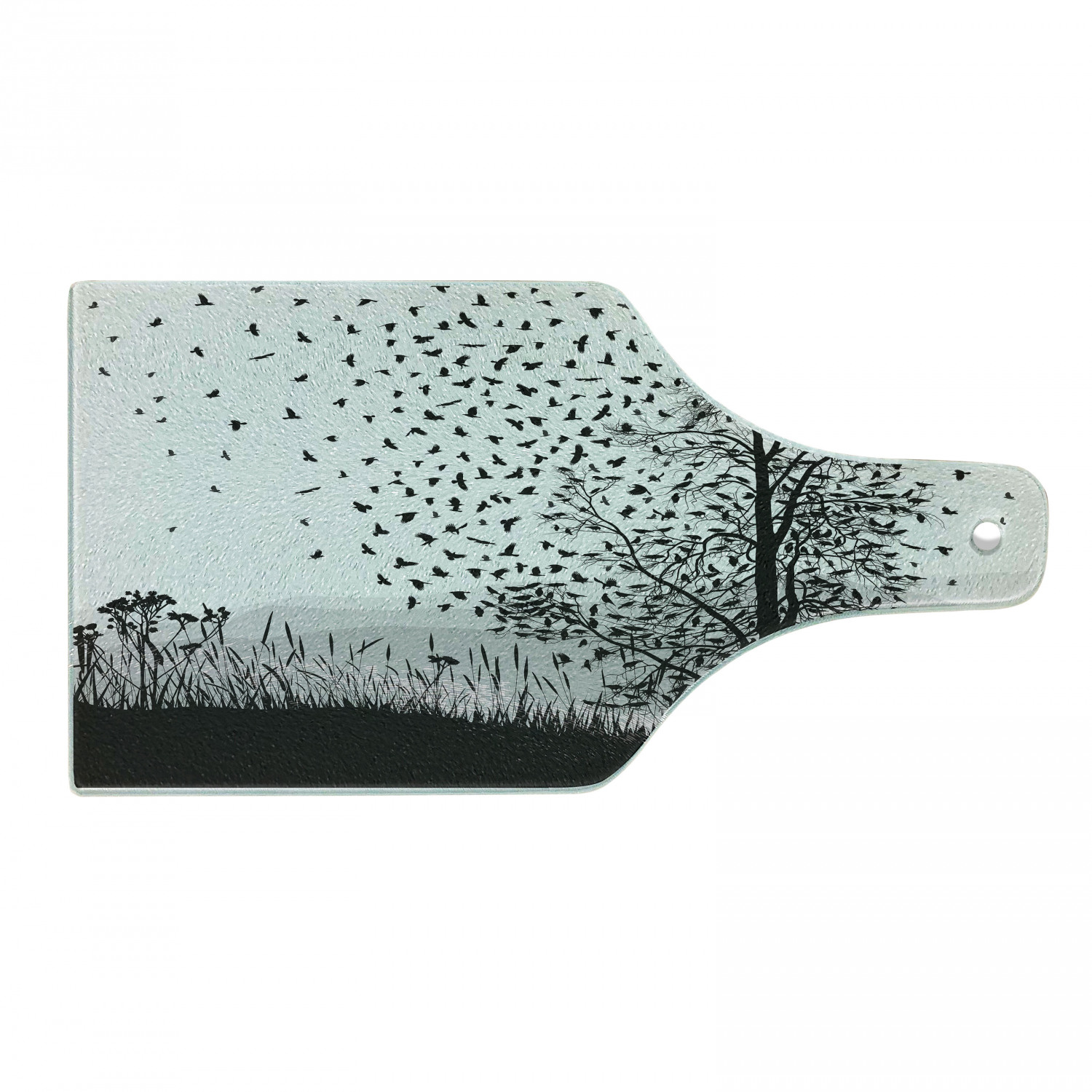 Black Crow Cutting Board, Silhouette of Murder of Crows Flying from ...