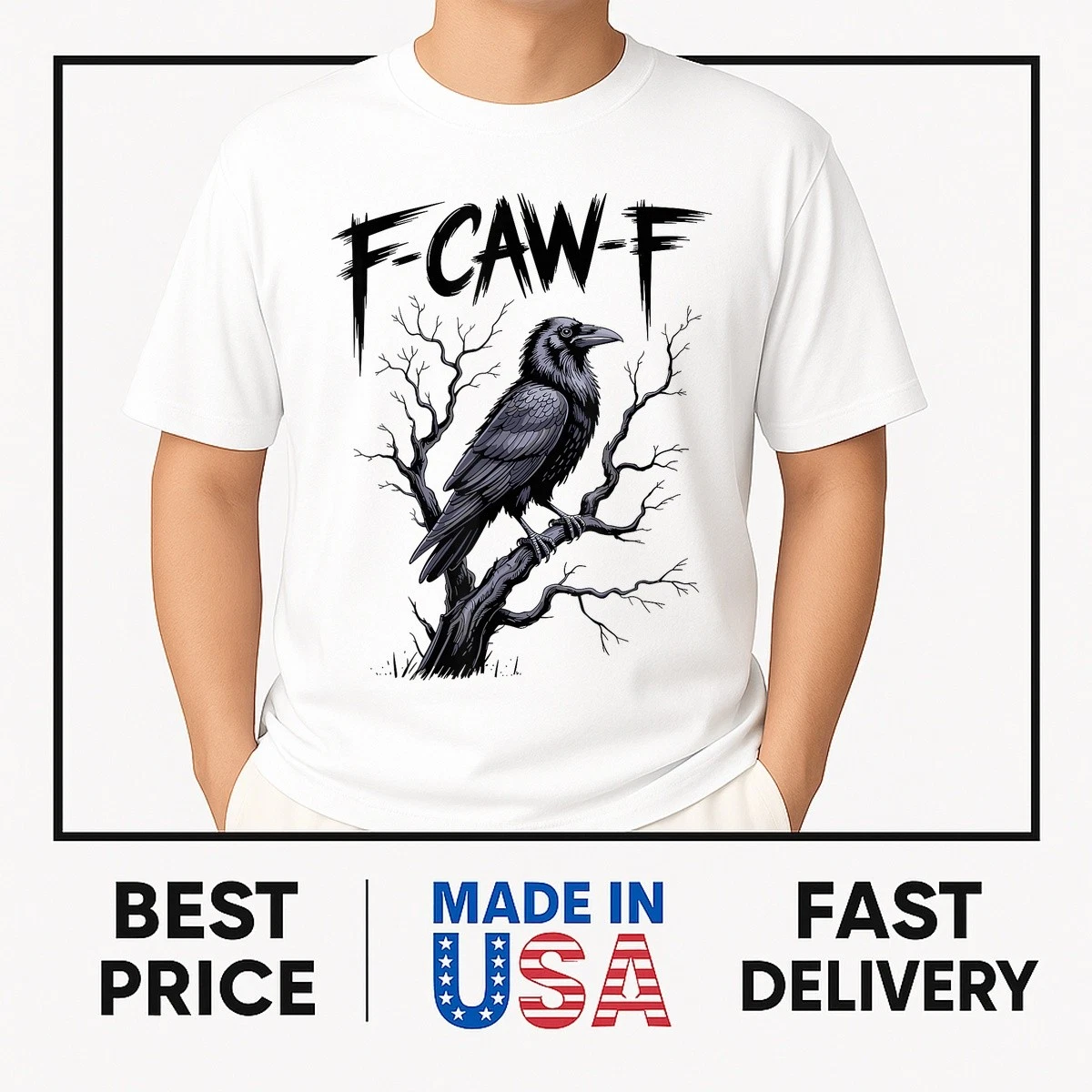 Black Crow F-Caw-F Funny Black Bird Saying Humor Meme T-Shirt MUST-HAVE ...