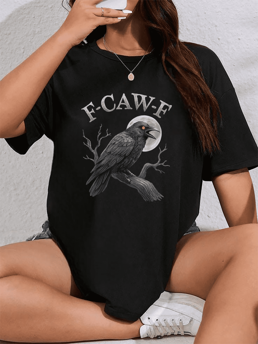 Black Crow F-Caw-F Raven Bird Gothic Dark Humor Meme Unisex T-Shirt, up ...