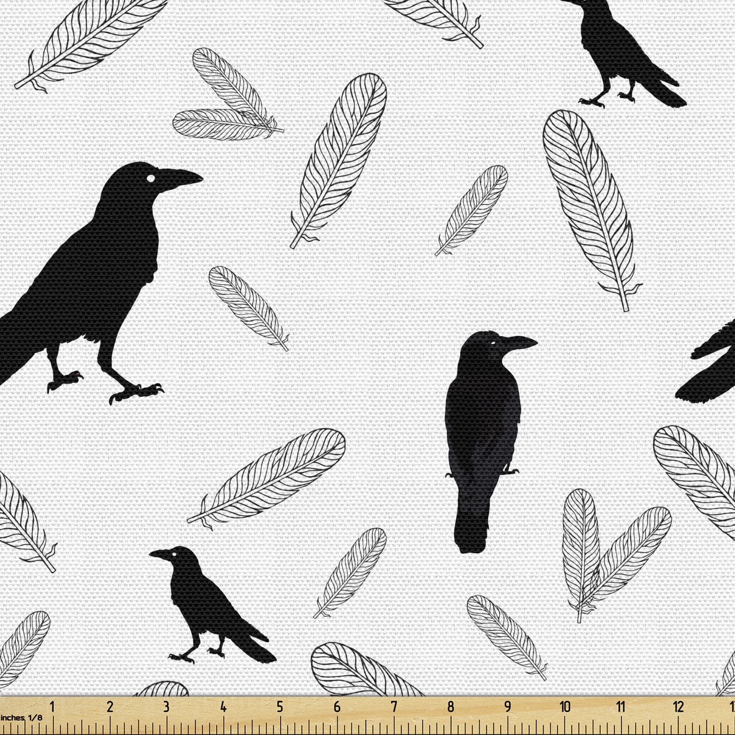 Ambesonne Black Crow Fabric by the Yard Upholstery, Goth Birds and ...
