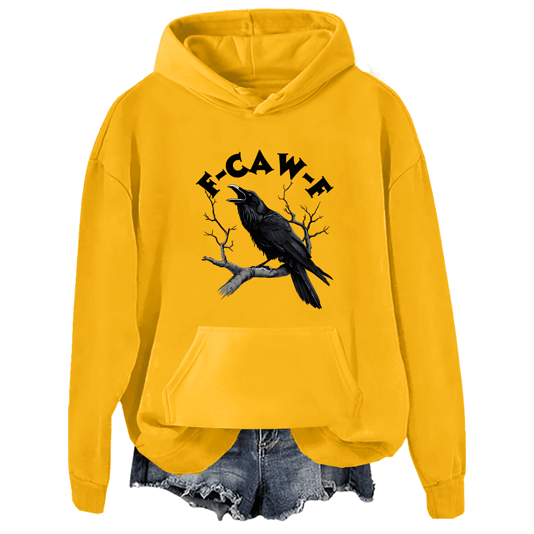 Black Crow Hoodie, F-Caw-F Sweater, Funny Black Bird Hoodie, F-Caw-F ...
