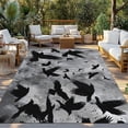 Black Crow Indoor Outdoor Rugs 5x8 Ft, Abstract Grey Sky Feather ...