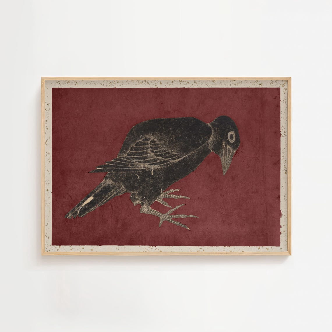Black Crow Norse Folk Art Mystical Raven Antique Woodblock Illustration ...