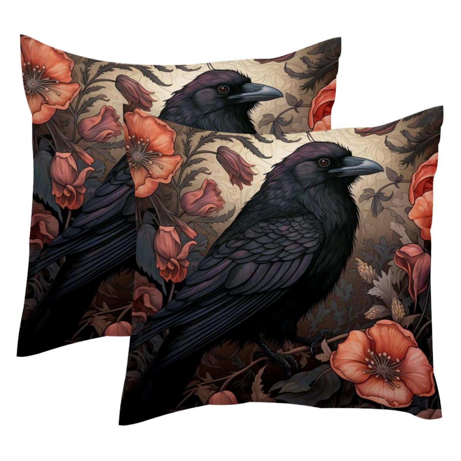 Black Crow Pack of 2 Pillow Covers 18x18 Inch, Farmhouse Throw Pillow ...
