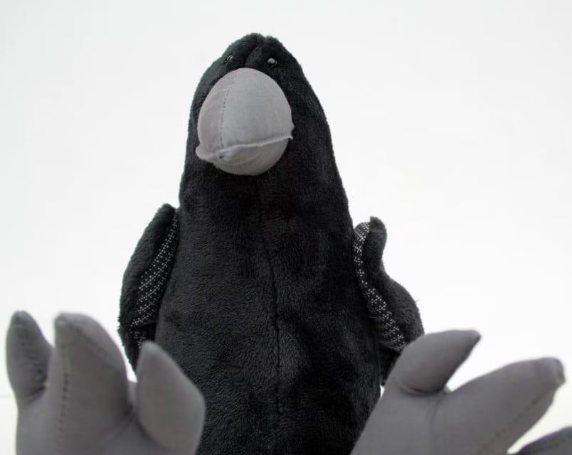 Black Crow Plush Birdie, Handmade Cuddly Black Raven Plush Toy ...