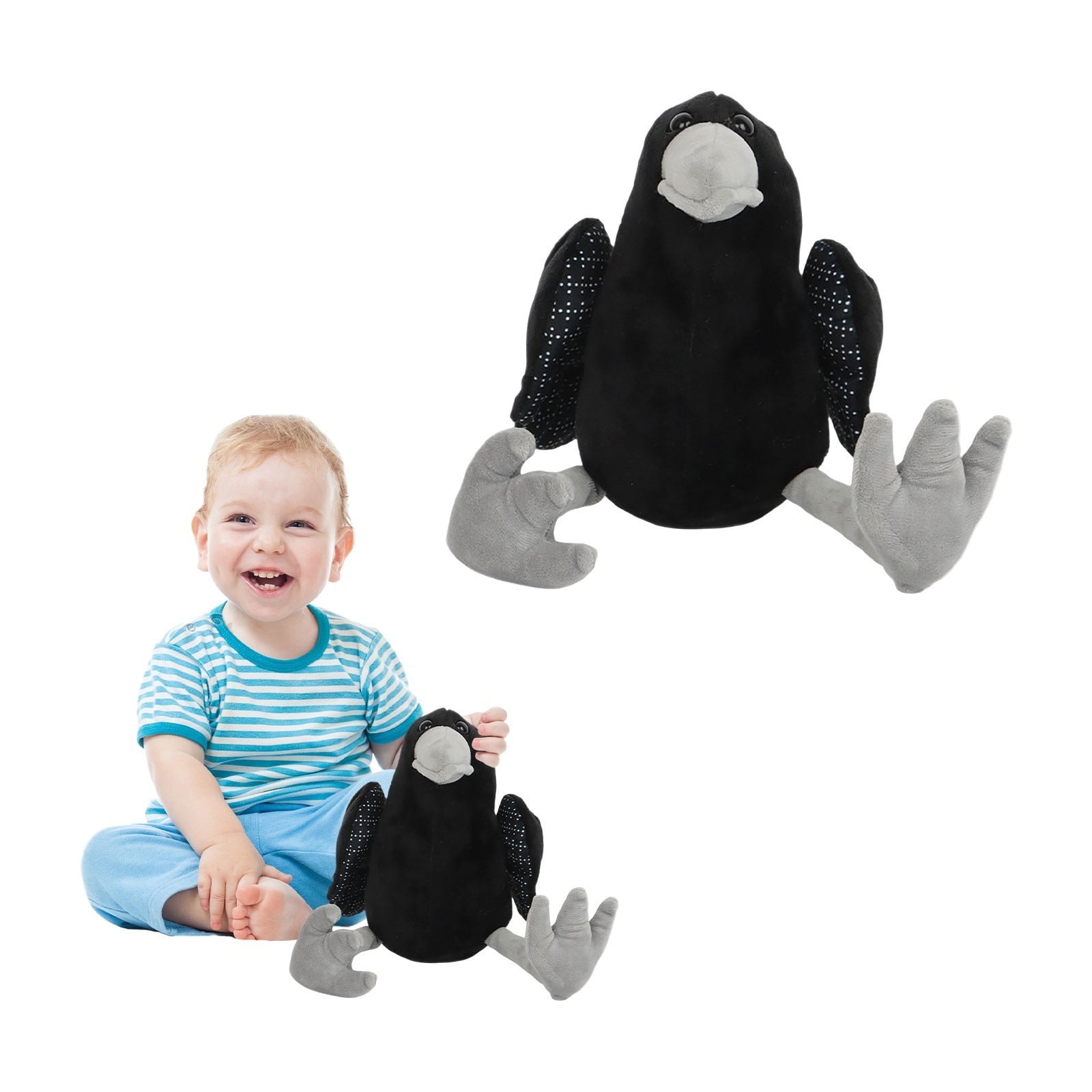 Black Crow Plush Birdie, Handmade Cuddly Black Raven Plush Toy ...