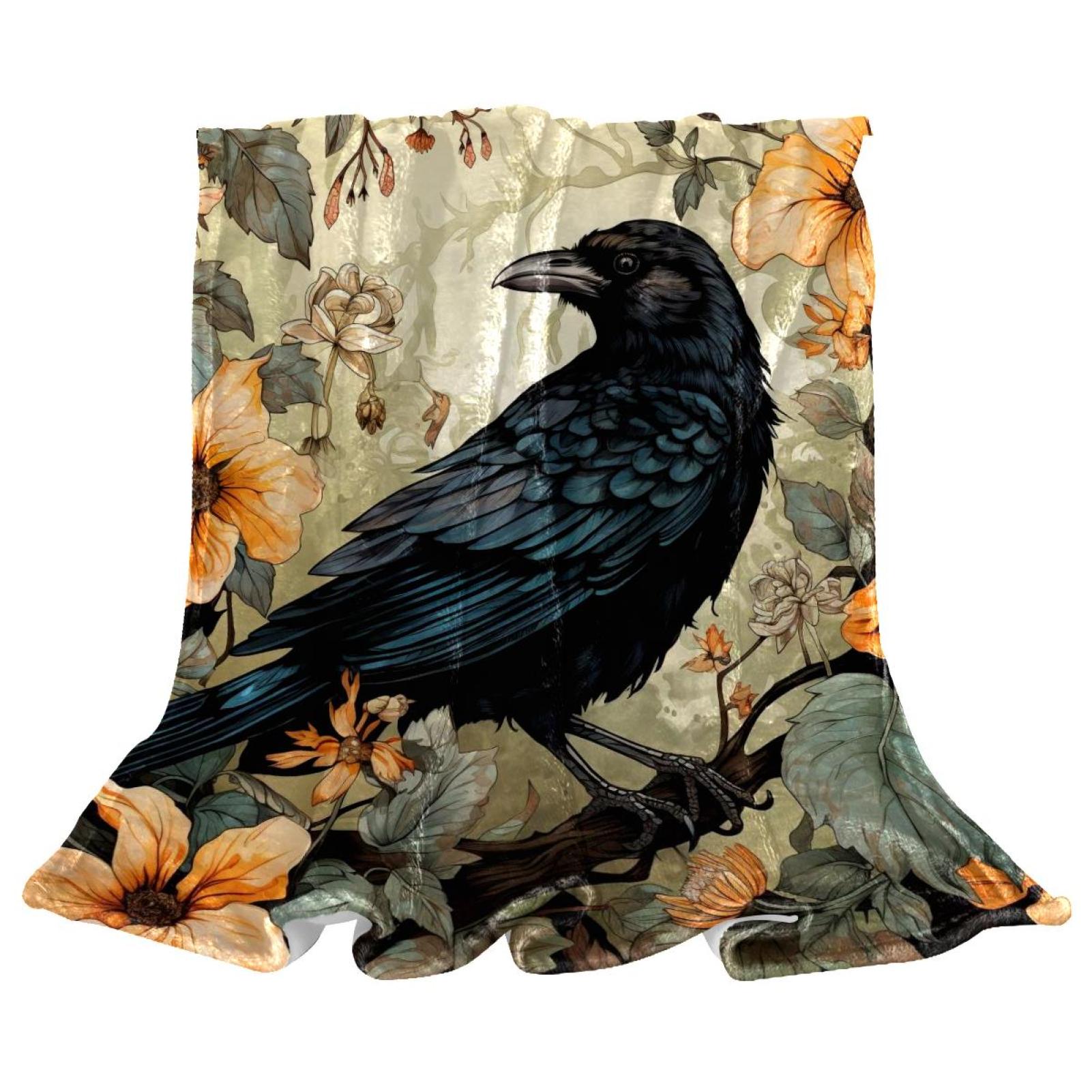 Black Crow Plush Throw Blanket for Couch 59" x 79" - Lightweight Soft ...