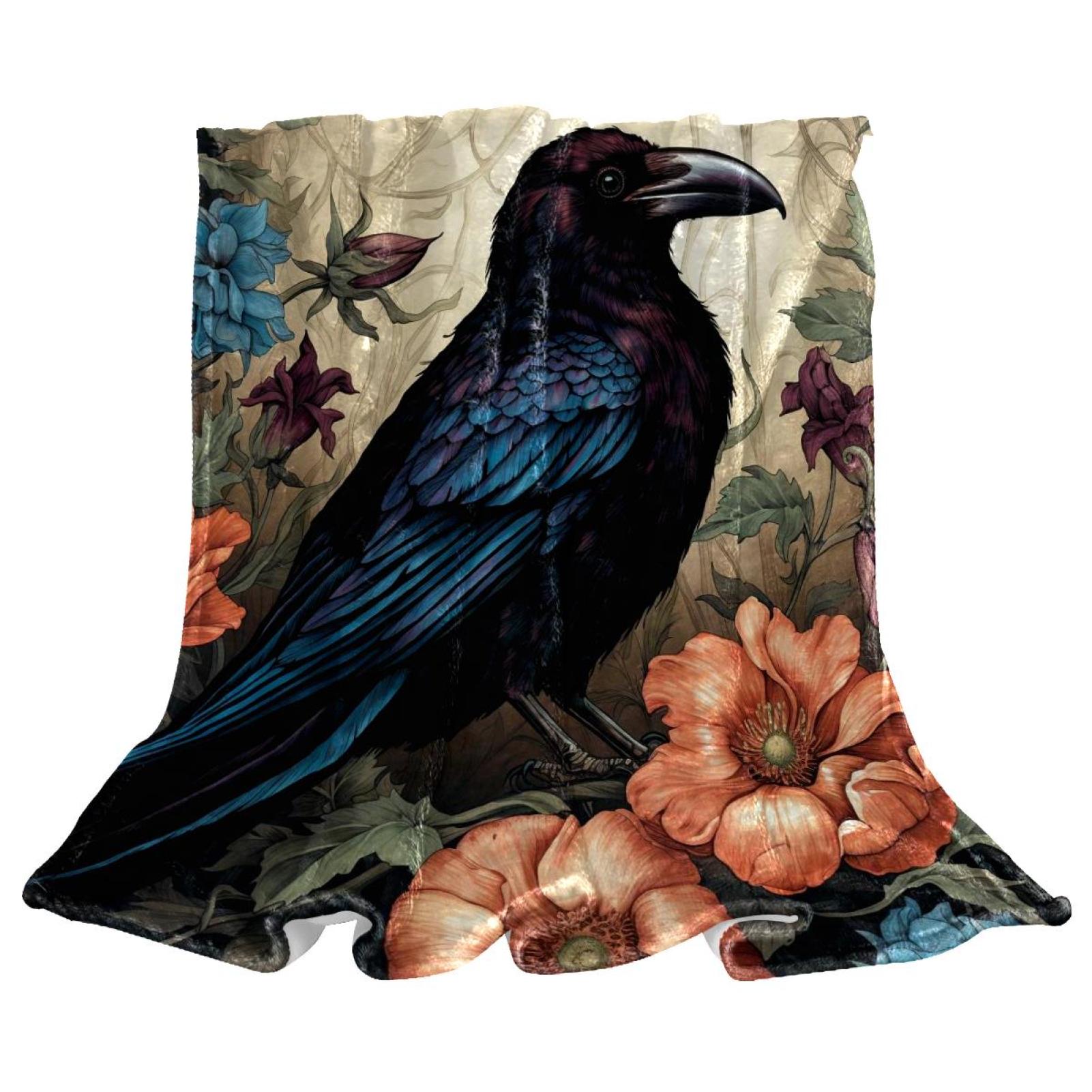 Black Crow Plush Throw Blanket for Couch 59" x 79" - Lightweight Soft ...