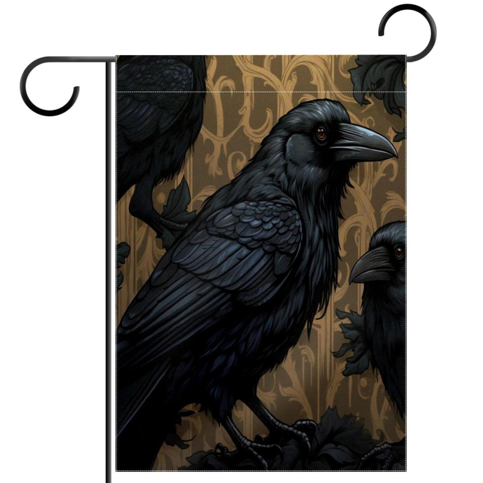Black Crow Print Art Polyester Garden Flag Banner 12 x 18 inches ...