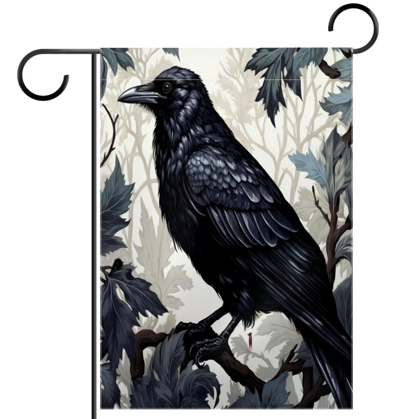 Black Crow Print Art Polyester Garden Flag Banner 12 x 18 inches ...