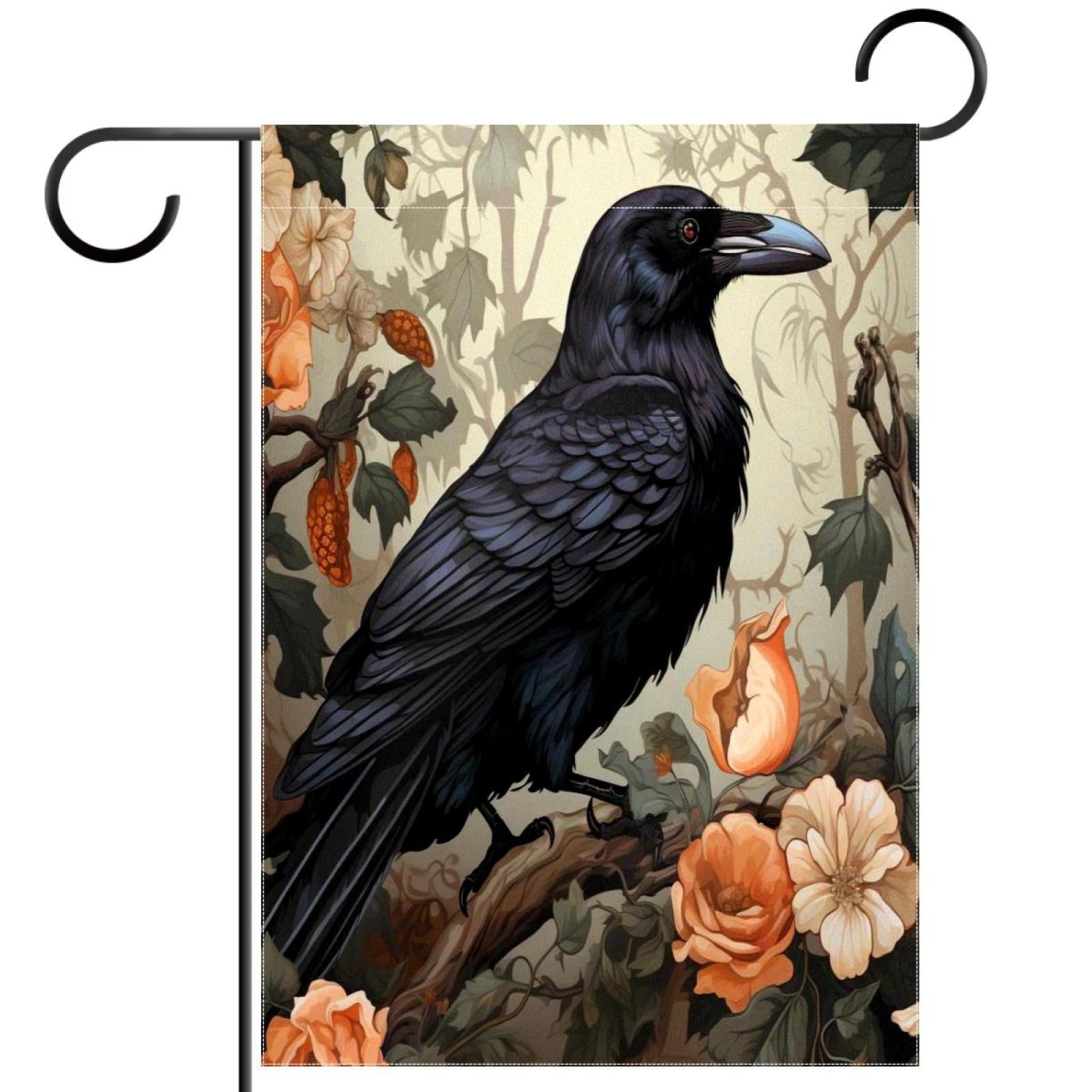 Black Crow Print Art Polyester Garden Flag Banner 12 x 18 inches ...