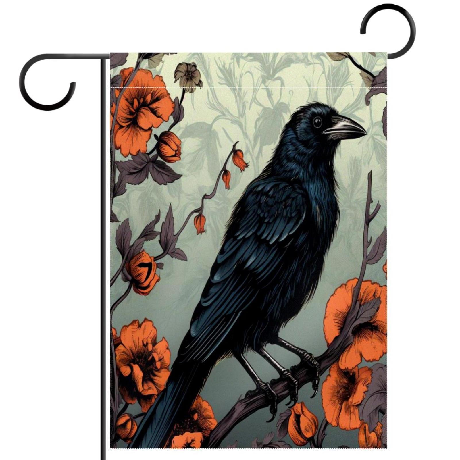 Black Crow Print Art Polyester Garden Flag Banner 12 x 18 inches ...