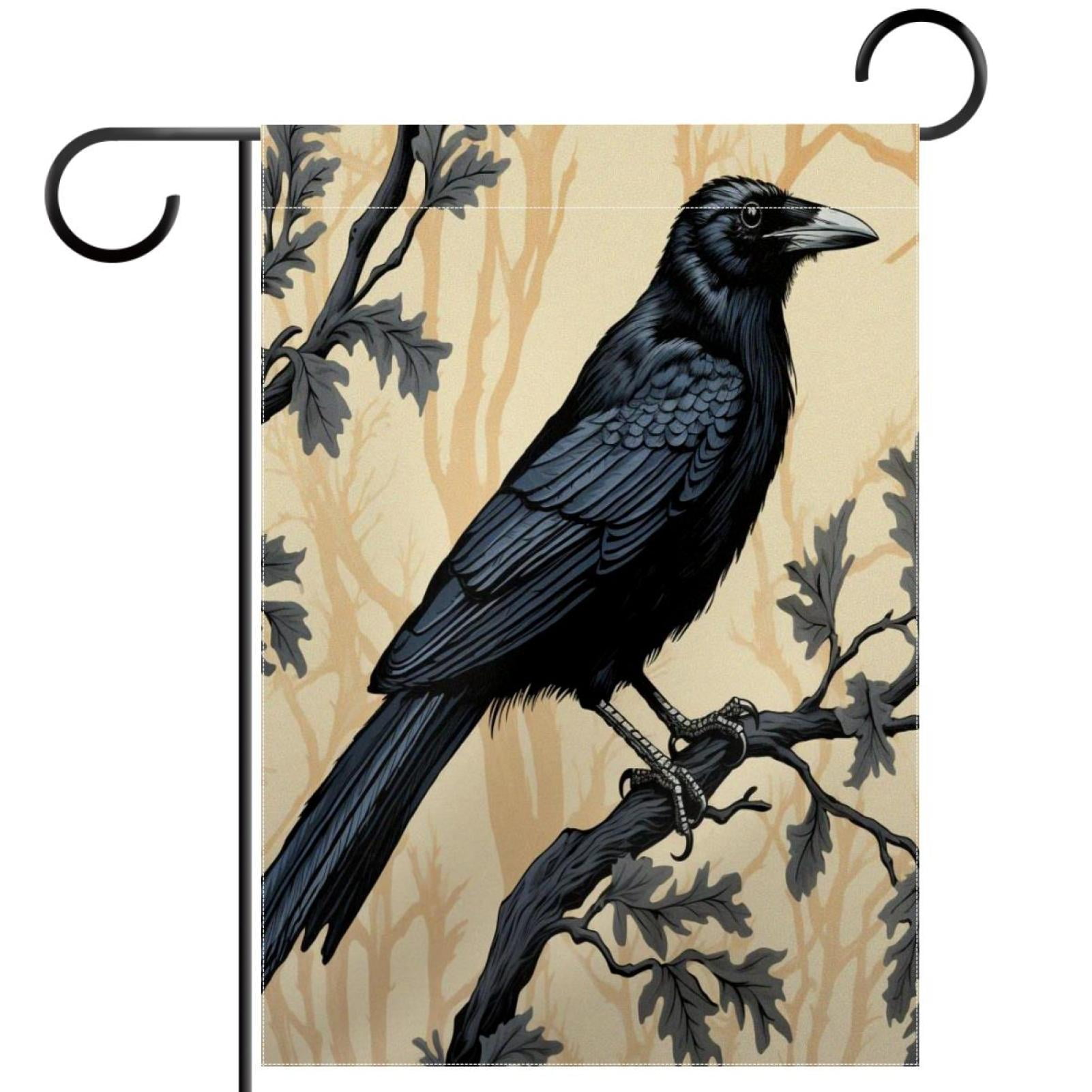 Black Crow Print Art Polyester Garden Flag Banner 12 x 18 inches ...