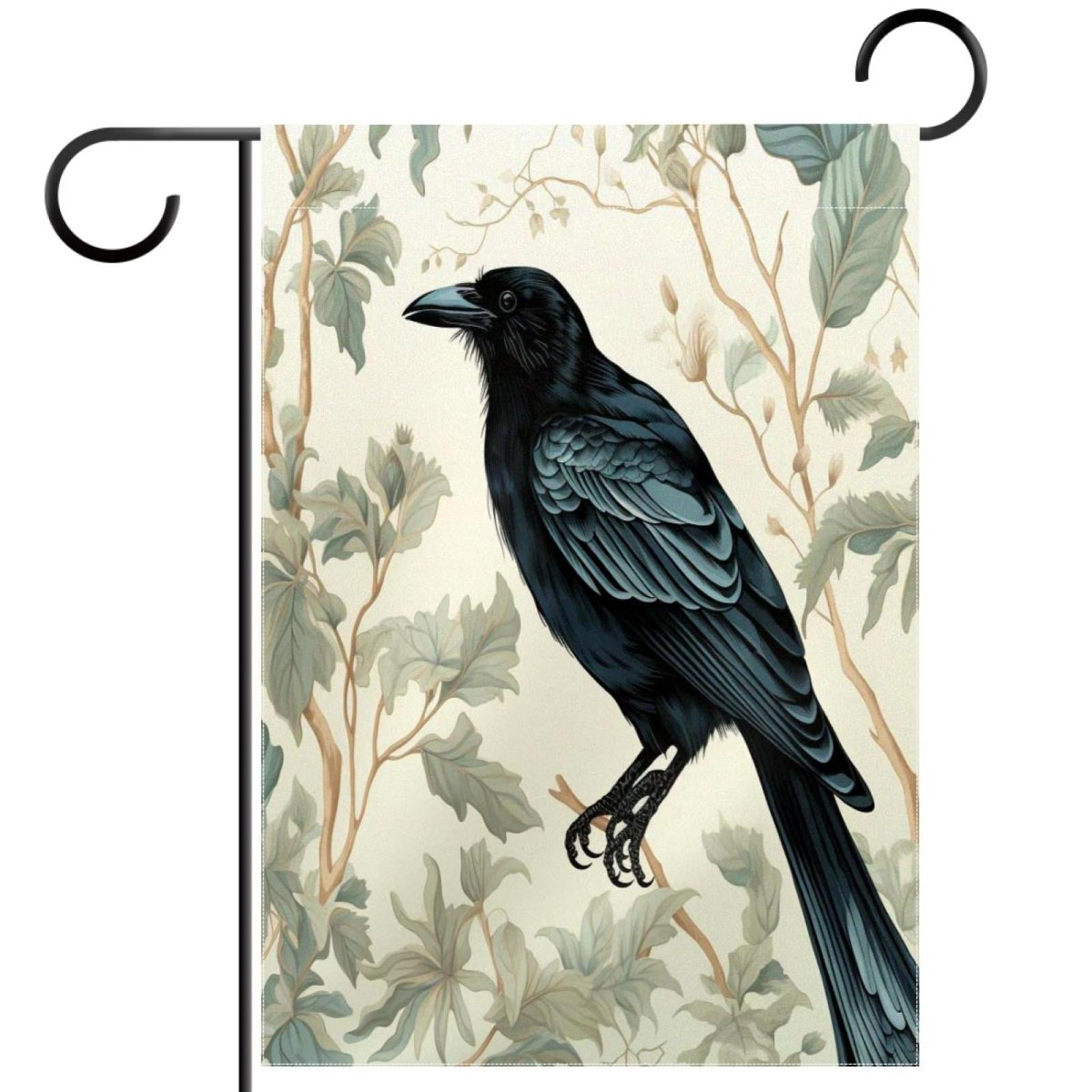 Black Crow Print Art Polyester Garden Flag Banner 12 x 18 inches ...