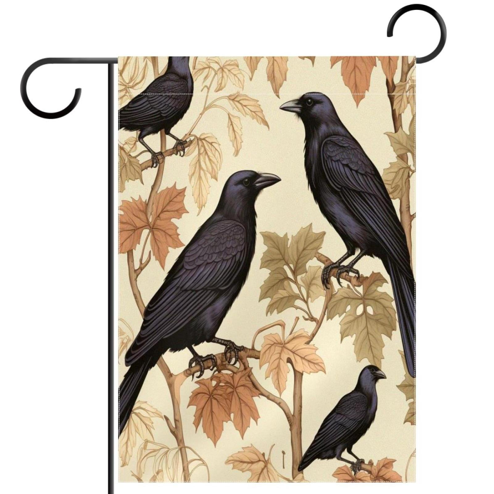 Black Crow Print Art Polyester Garden Flag Banner 12 x 18 inches ...