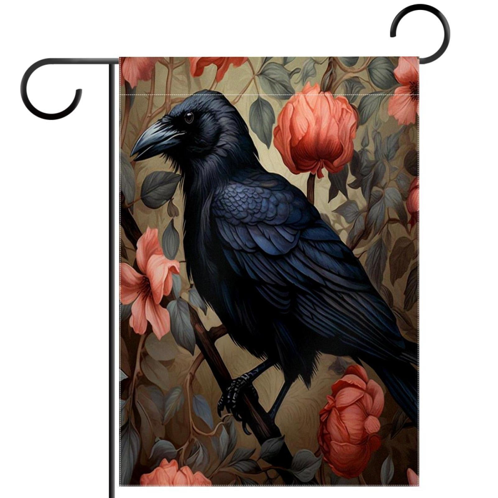Black Crow Print Art Polyester Garden Flag Banner 12 x 18 inches ...