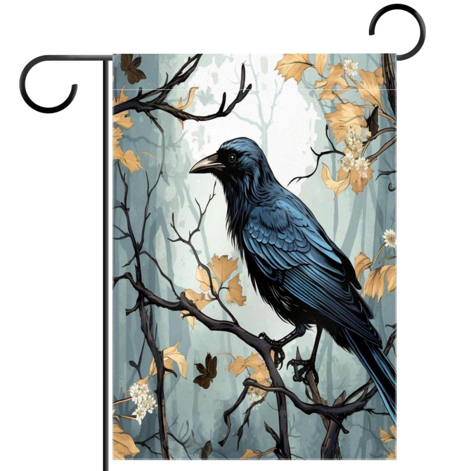 Black Crow Print Polyester Garden Flag House Banner 28 x 40 inch, Two ...